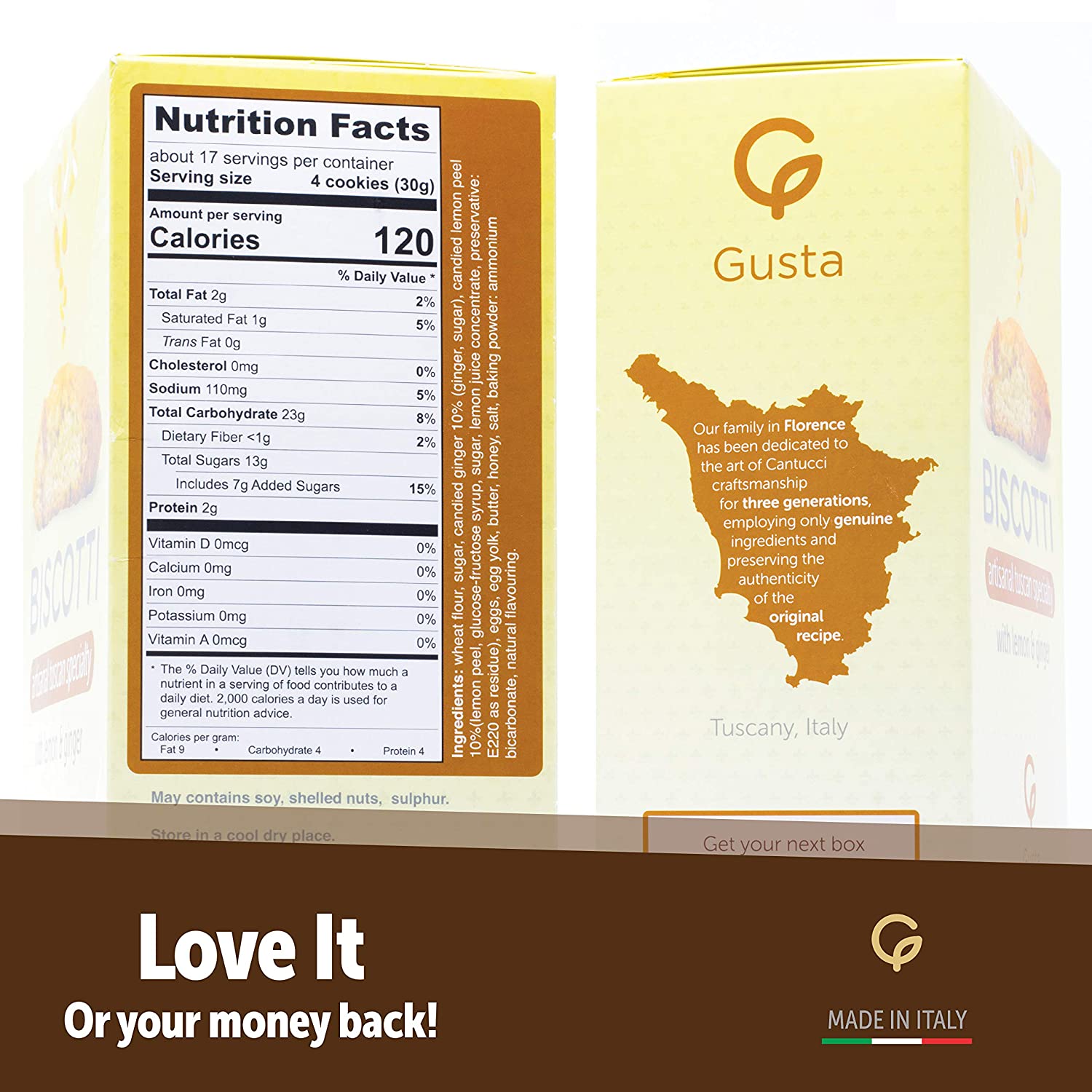 Gusta Authentic Biscotti Cookies Made in Tuscany, Italy - Ginger & Lem